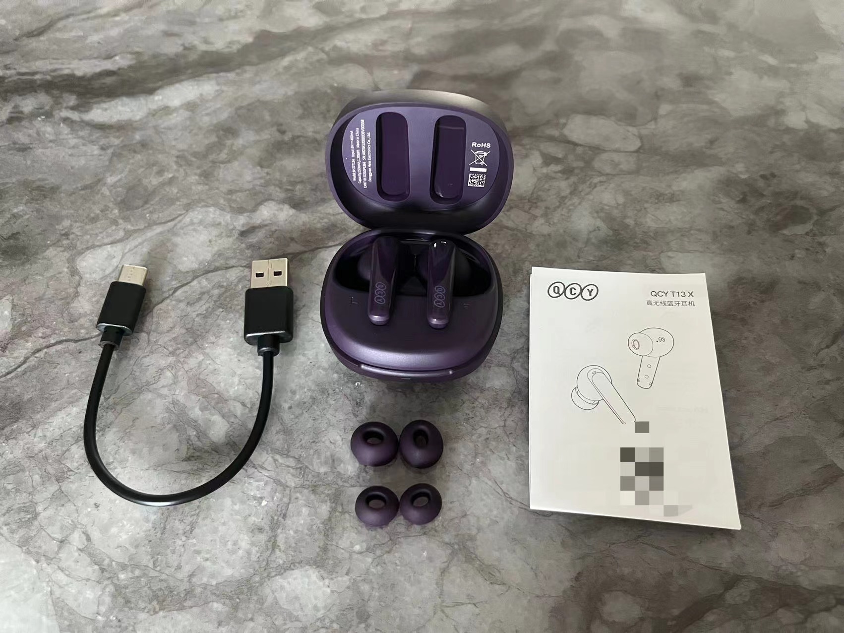 Hands-on experience of the purple shell QCY T13 X Bluetooth headset in ...