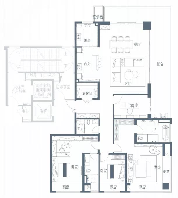 240㎡ large flat floor unit, 270-degree landscape view, L-shaped runway ...