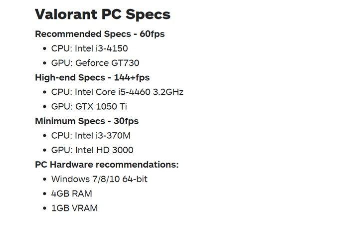 Fearless Contract/Valorant Configuration Requirements VALORANT Minimum ...