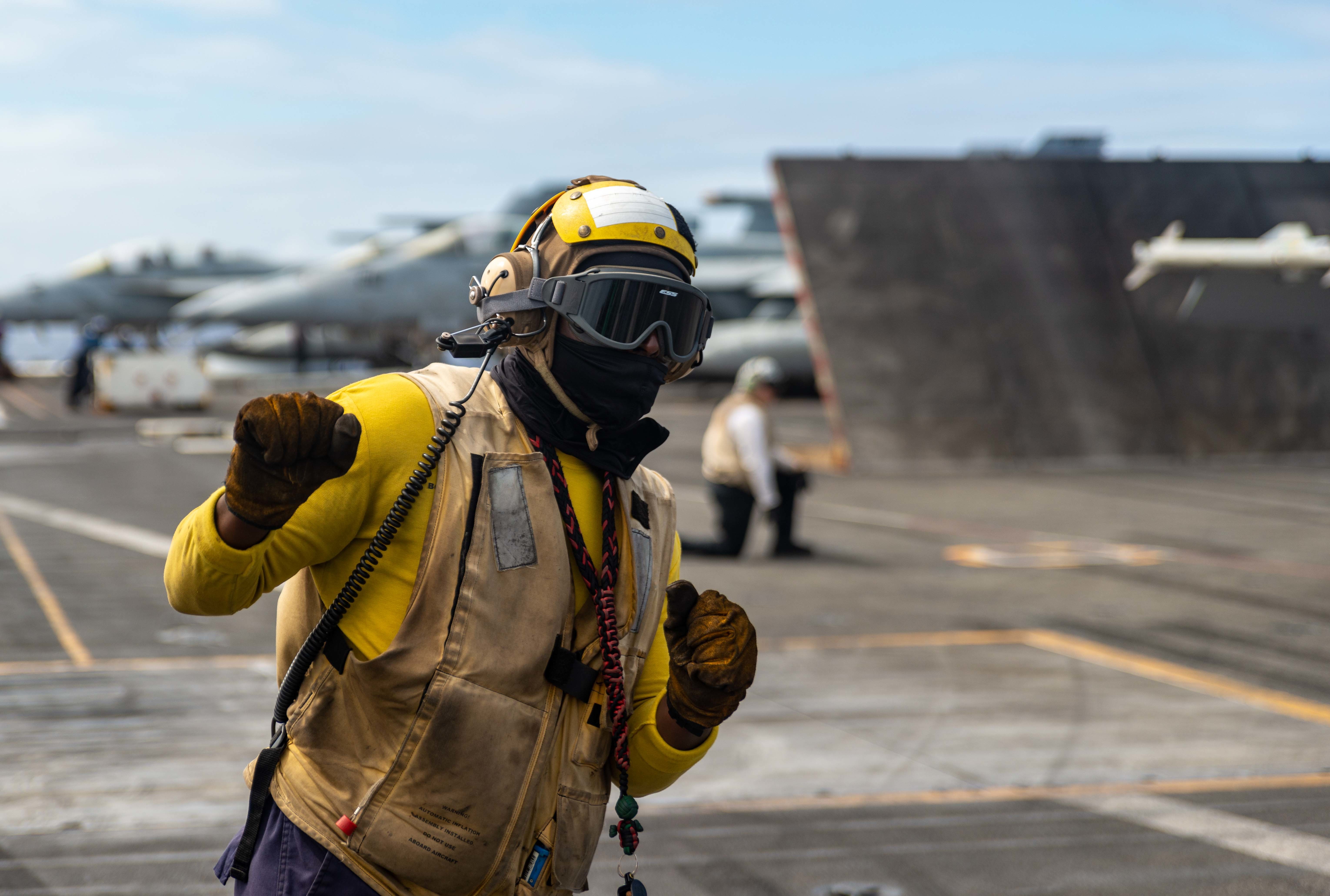 Refueling probes for the only forward-deployed aircraft carrier USS ...