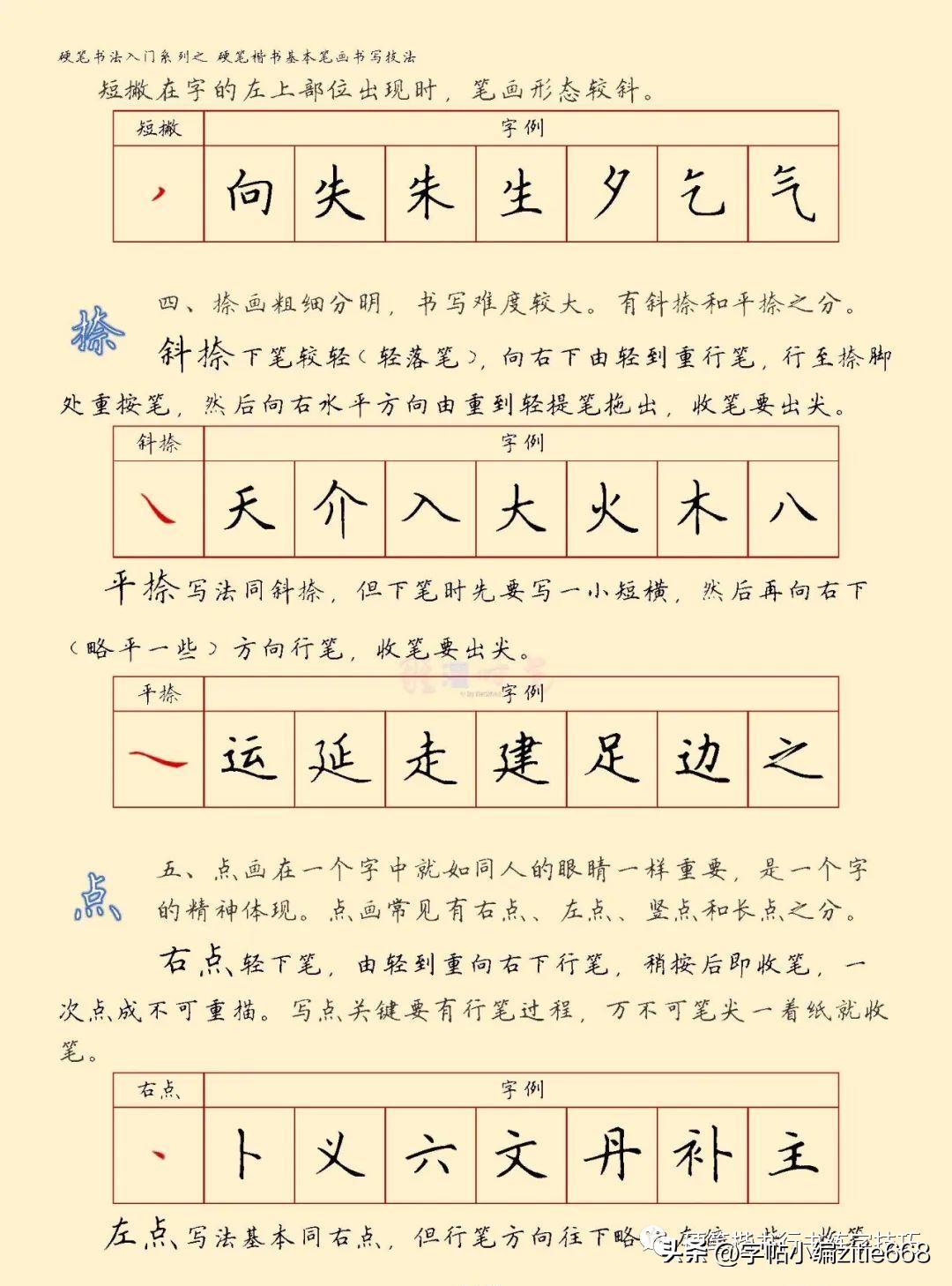 Super detailed) writing techniques of basic strokes of hard pen regular ...