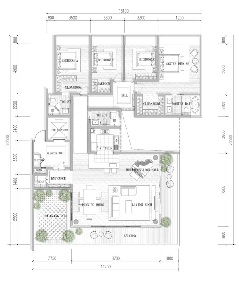 With a giant square hall and a 6-meter-high sky garden, this mansion ...