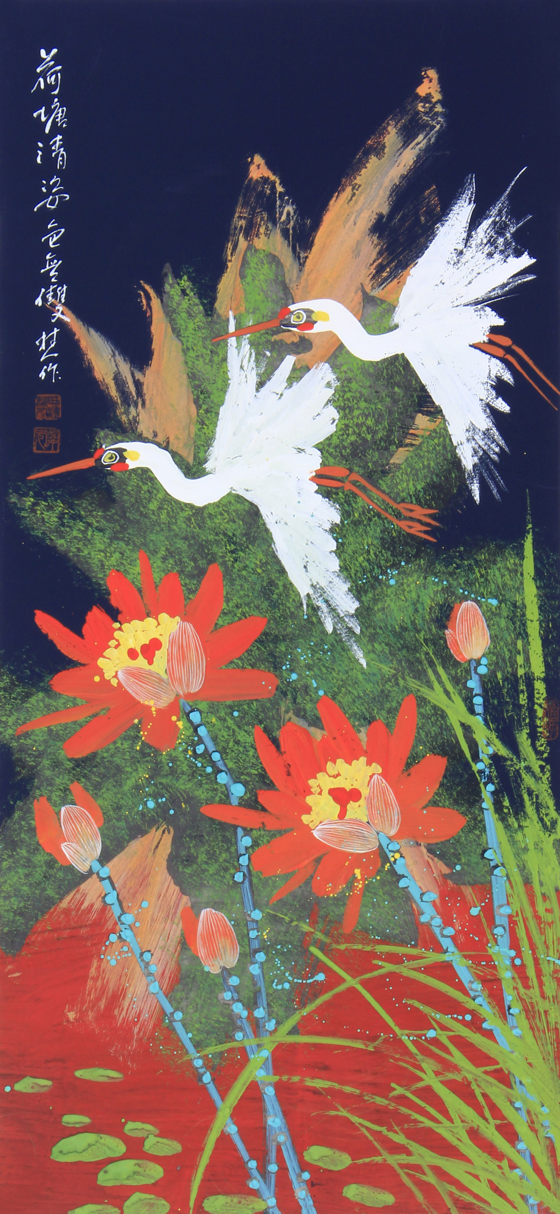 Chen Zeyuan's paintings of lotus flowers are melodious in color and ...