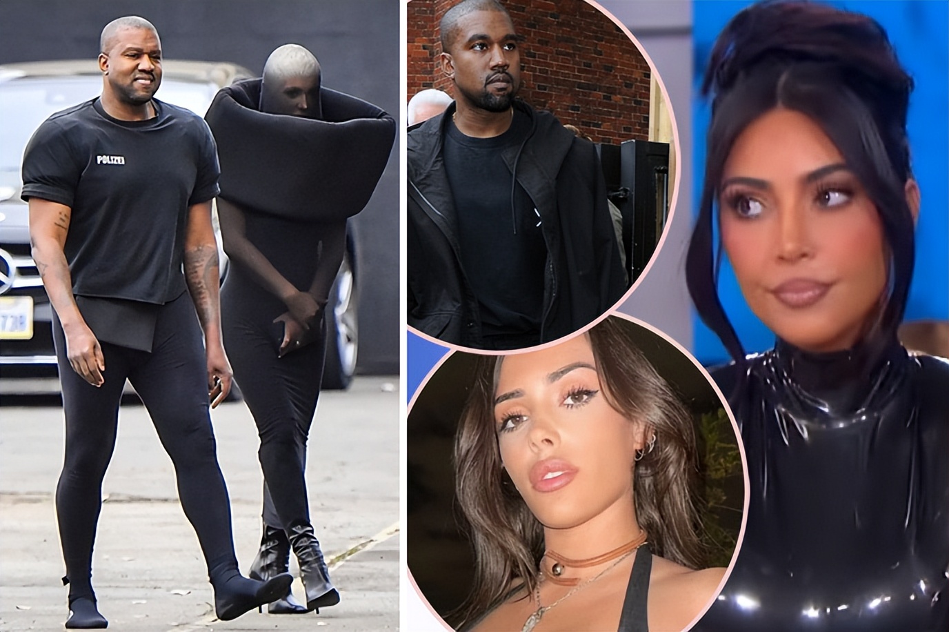 Kanye and his wife go out, and the second wife dresses up differently ...