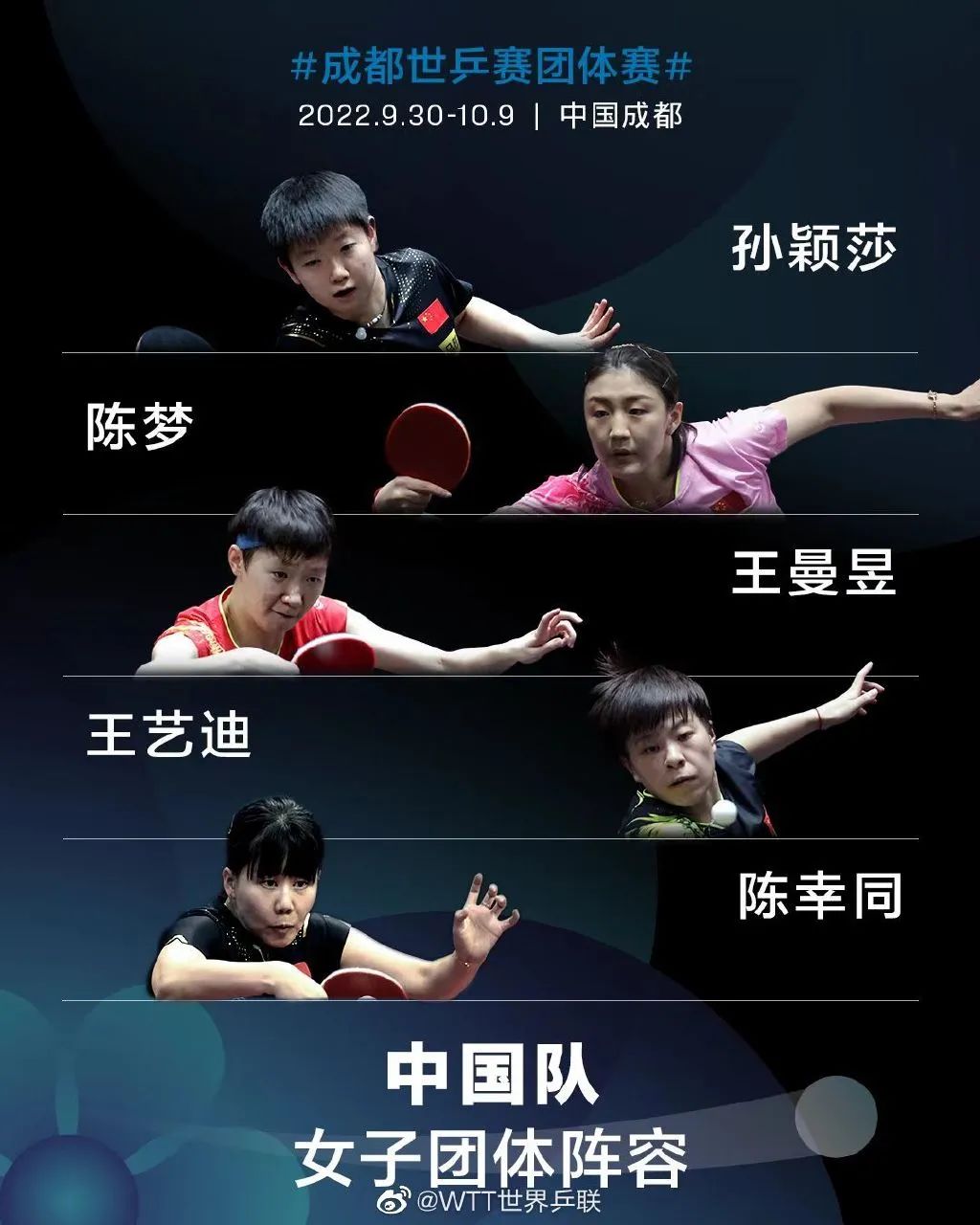 Fan Zhendong, Ma Long, Sun Yingsha, Chen Meng... See you in Chengdu ...