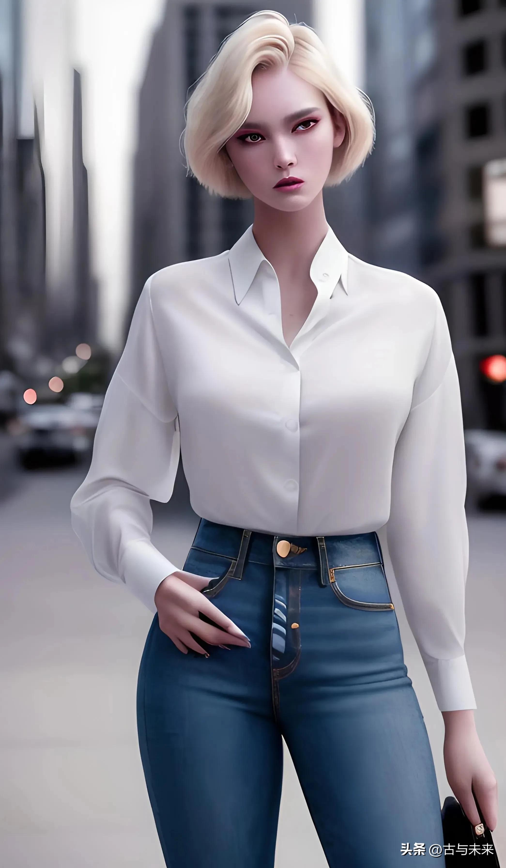 The heroic beauty in jeans, the style of European and American models ...