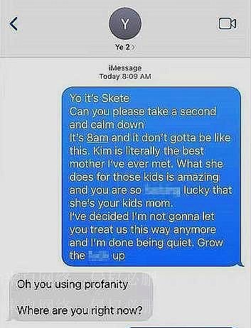 Kim Kardashian's boyfriend sent a text message joking about "being in ...