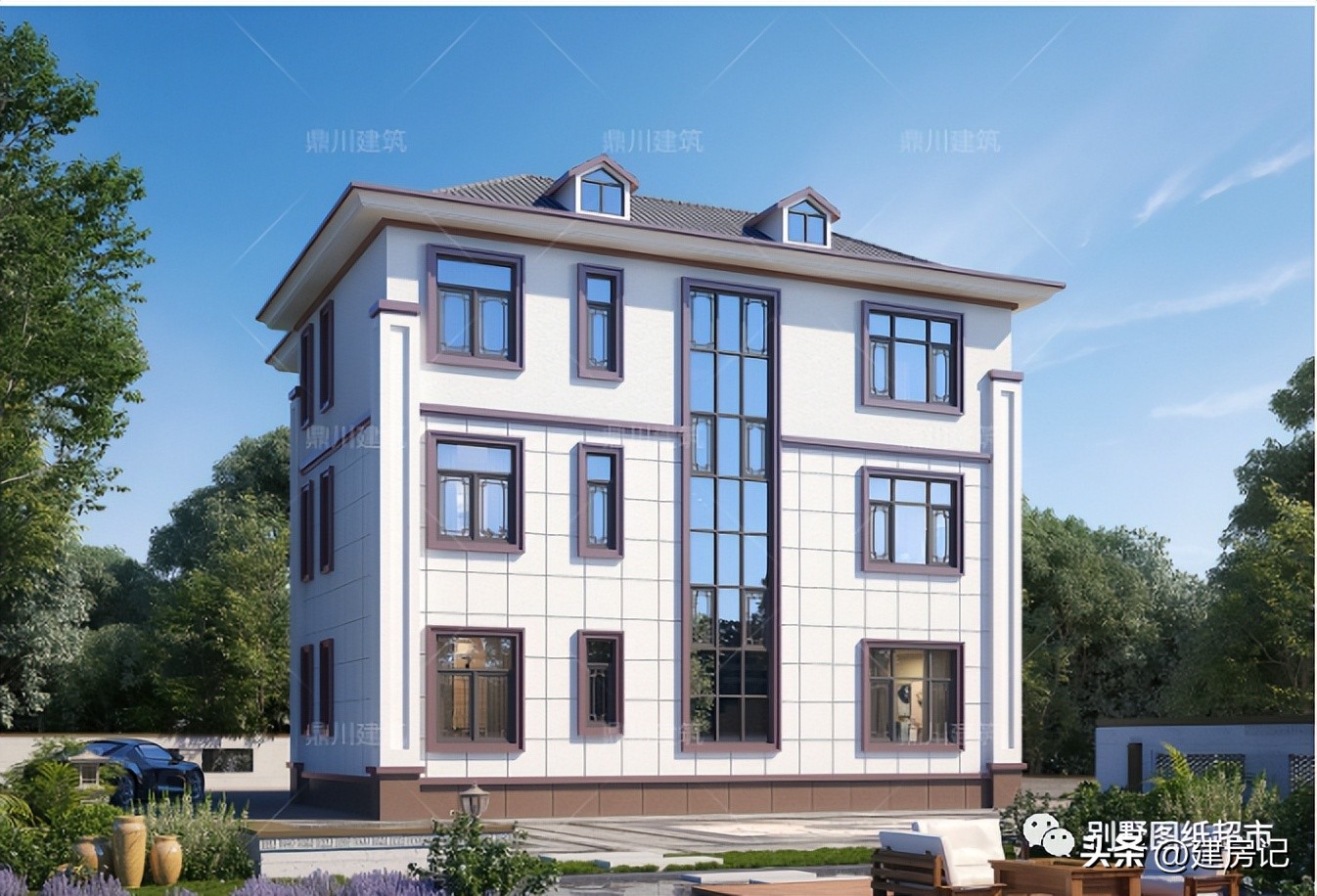 13x13 meters Hunan new Chinese-style three-storey villa, exquisite ...