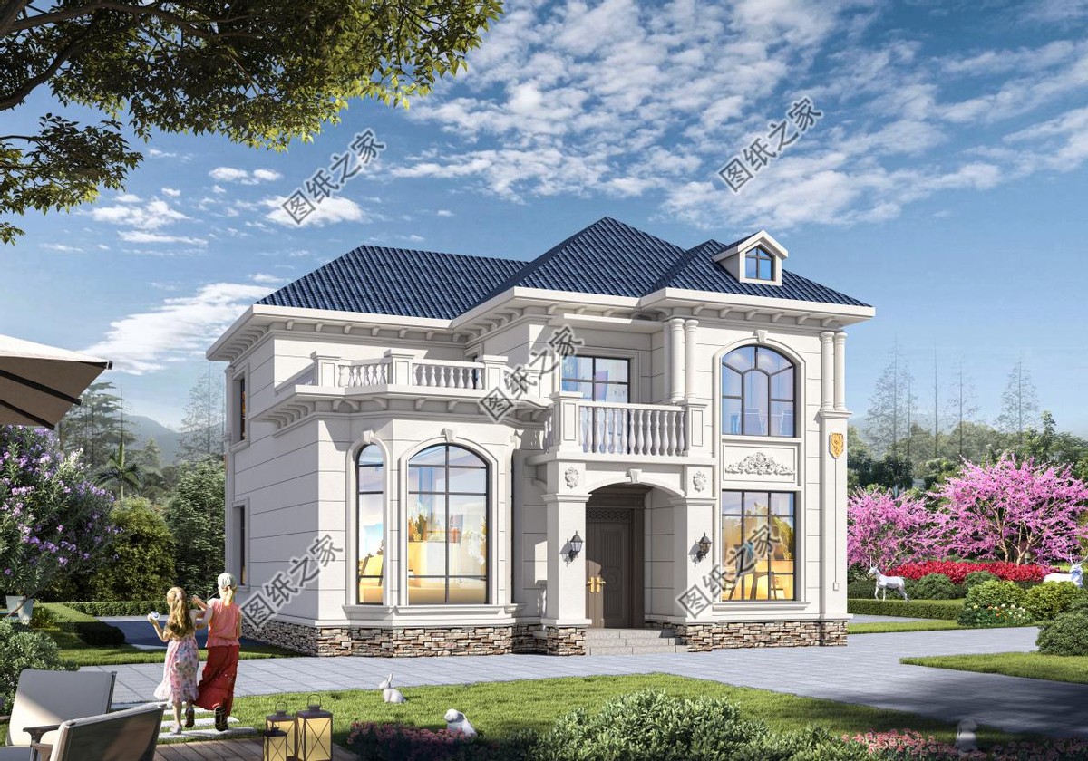 Two-storey European-style villa design, enough for a family, compact ...