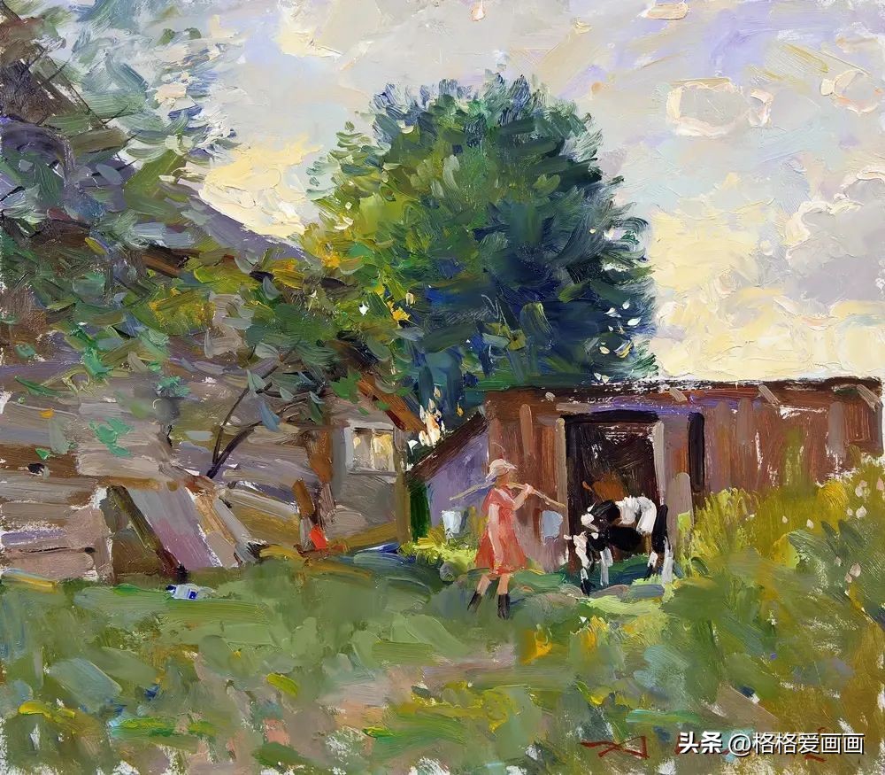 Realistic, impressionist Russian landscape oil painting, beautiful and ...