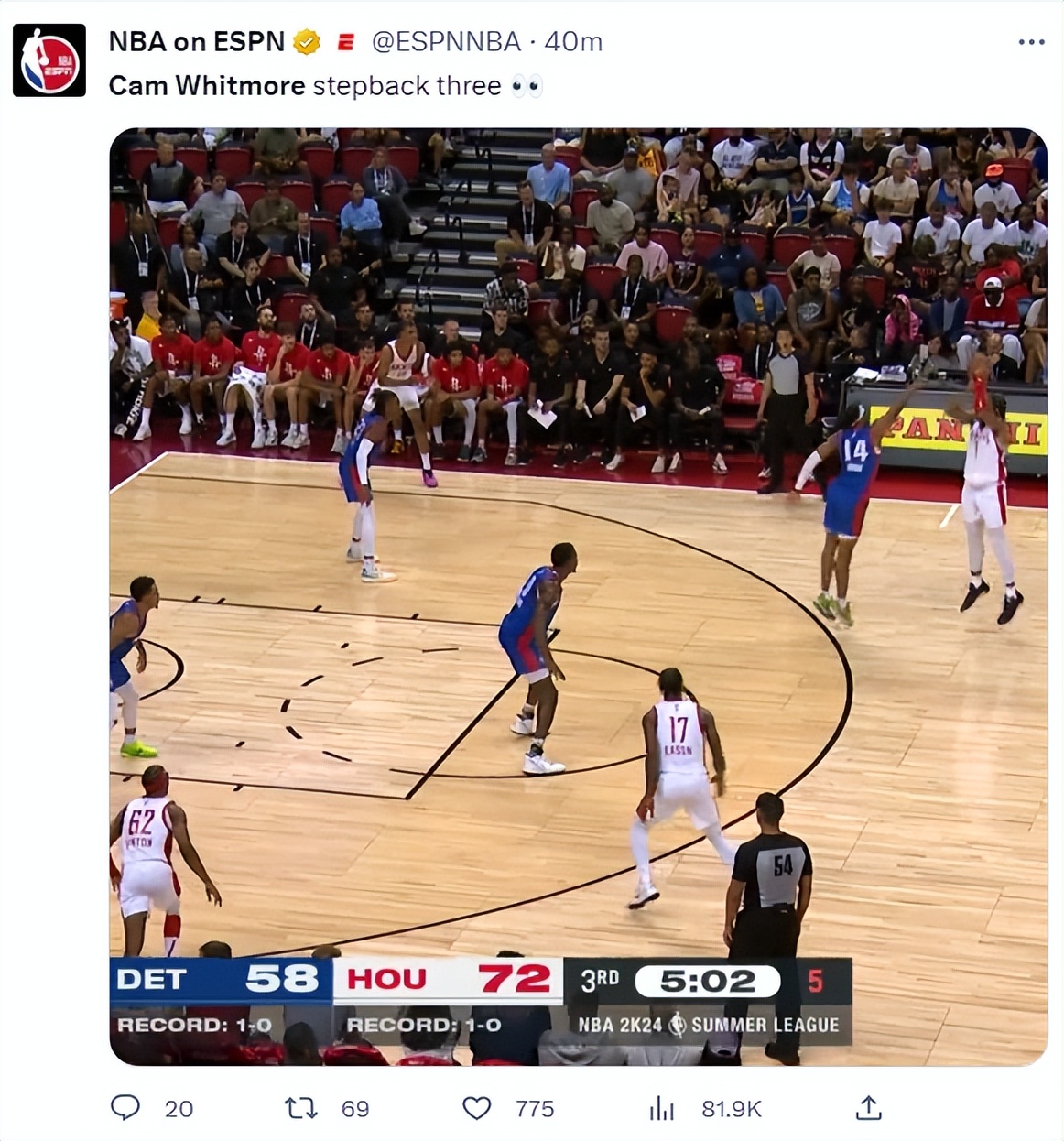 Stone wins! The White Devils beat the Osar Rockets by 21 points, the No ...