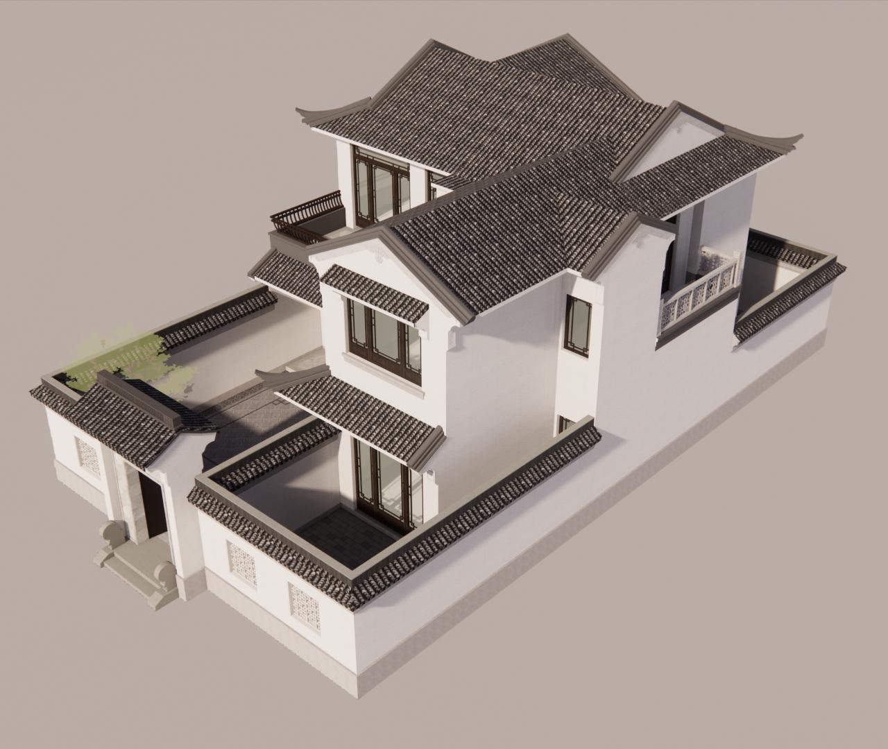 206㎡ Chinese-style rural self-built house, with no windows on three ...