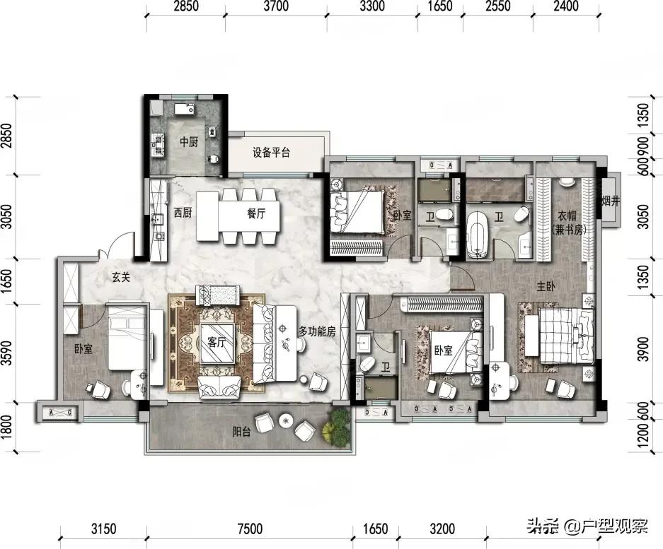 198 square meters wide-body large apartment, with plenty of light and ...