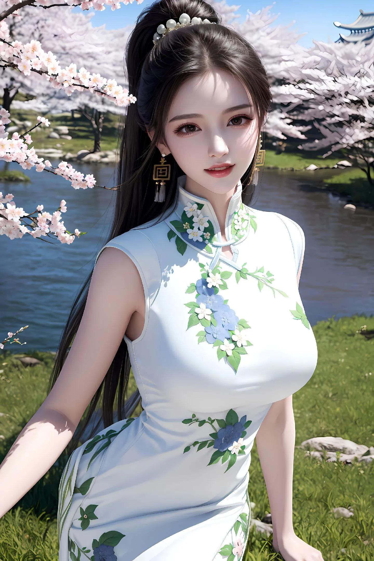 AI Painting - Cheongsam in Spring - iMedia