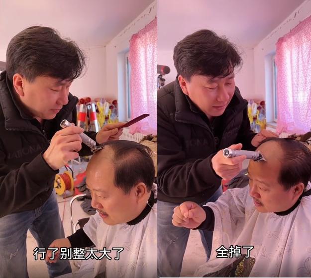 "Xie Guangkun" Tang Jianjun made a bald look on the set!Being called ...