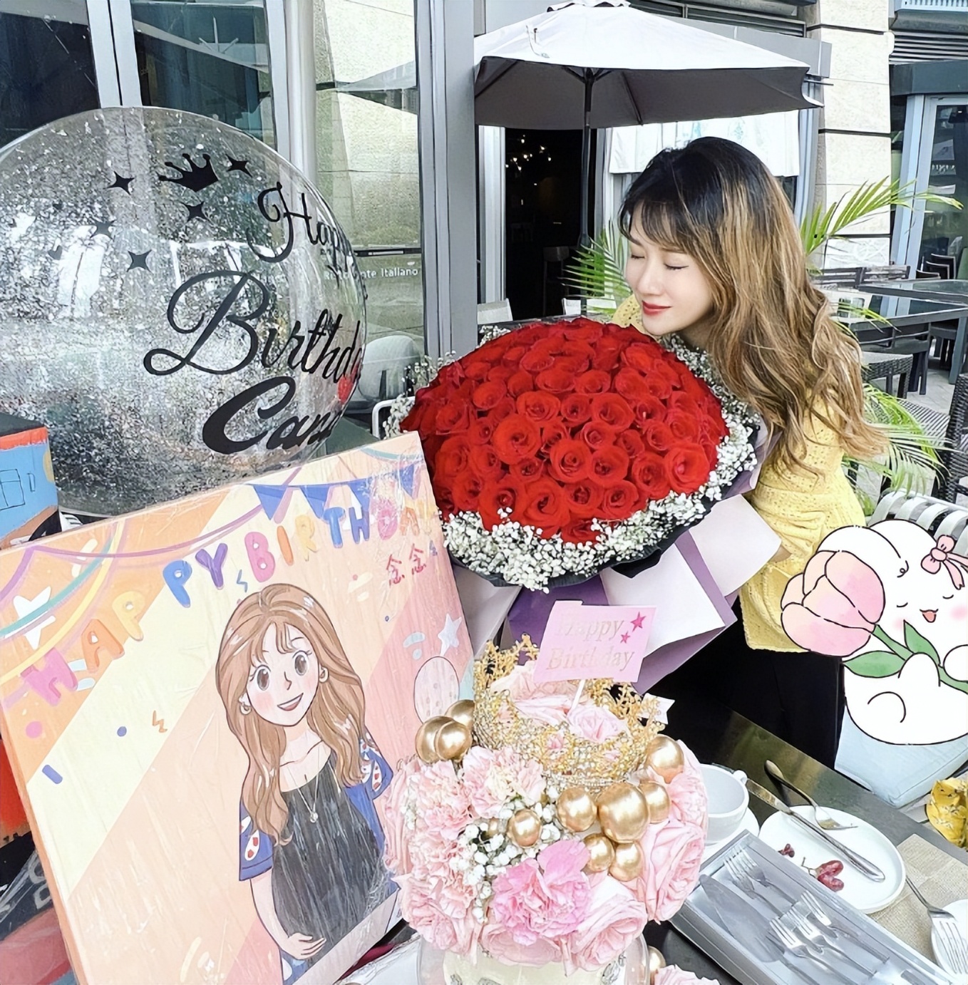 "Pregnant" Li Nian's 38th birthday party, received a huge bouquet of ...