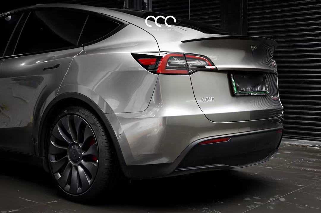 Tesla Model Y diffuse color change film PET liquid metal silver, high ...