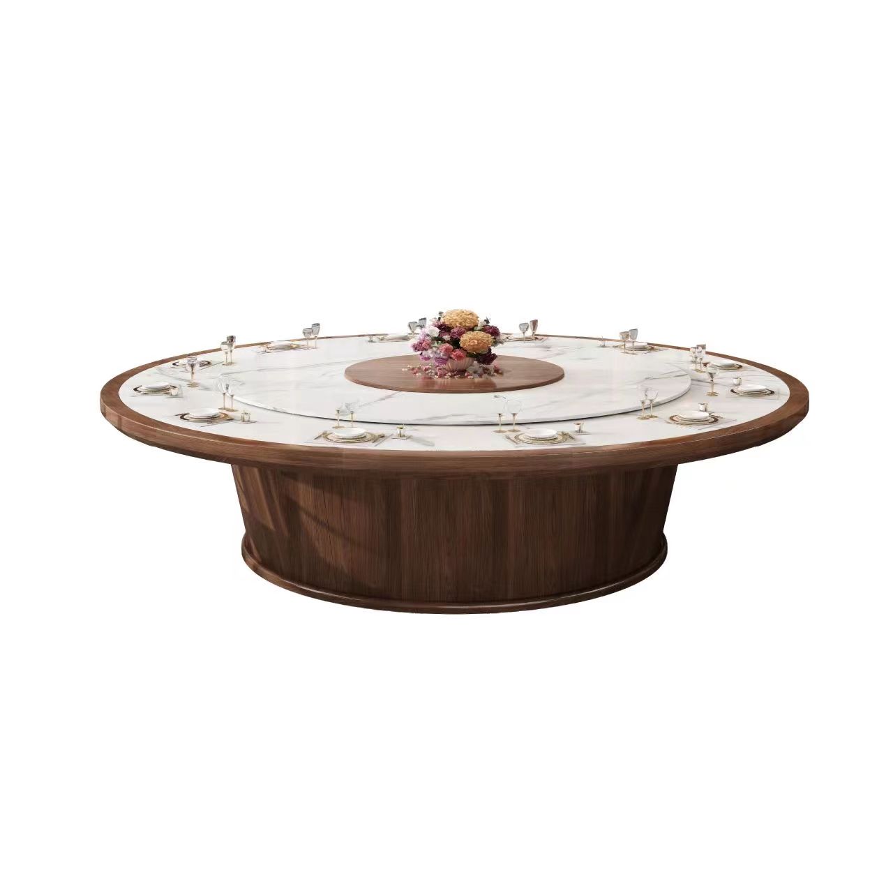 How much is a solid wood electric dining table high-end large round ...
