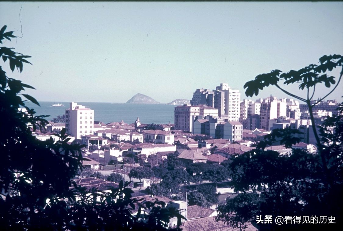 Colored old photo of the beautiful bay of Rio de Janeiro, Brazil, 1938 ...