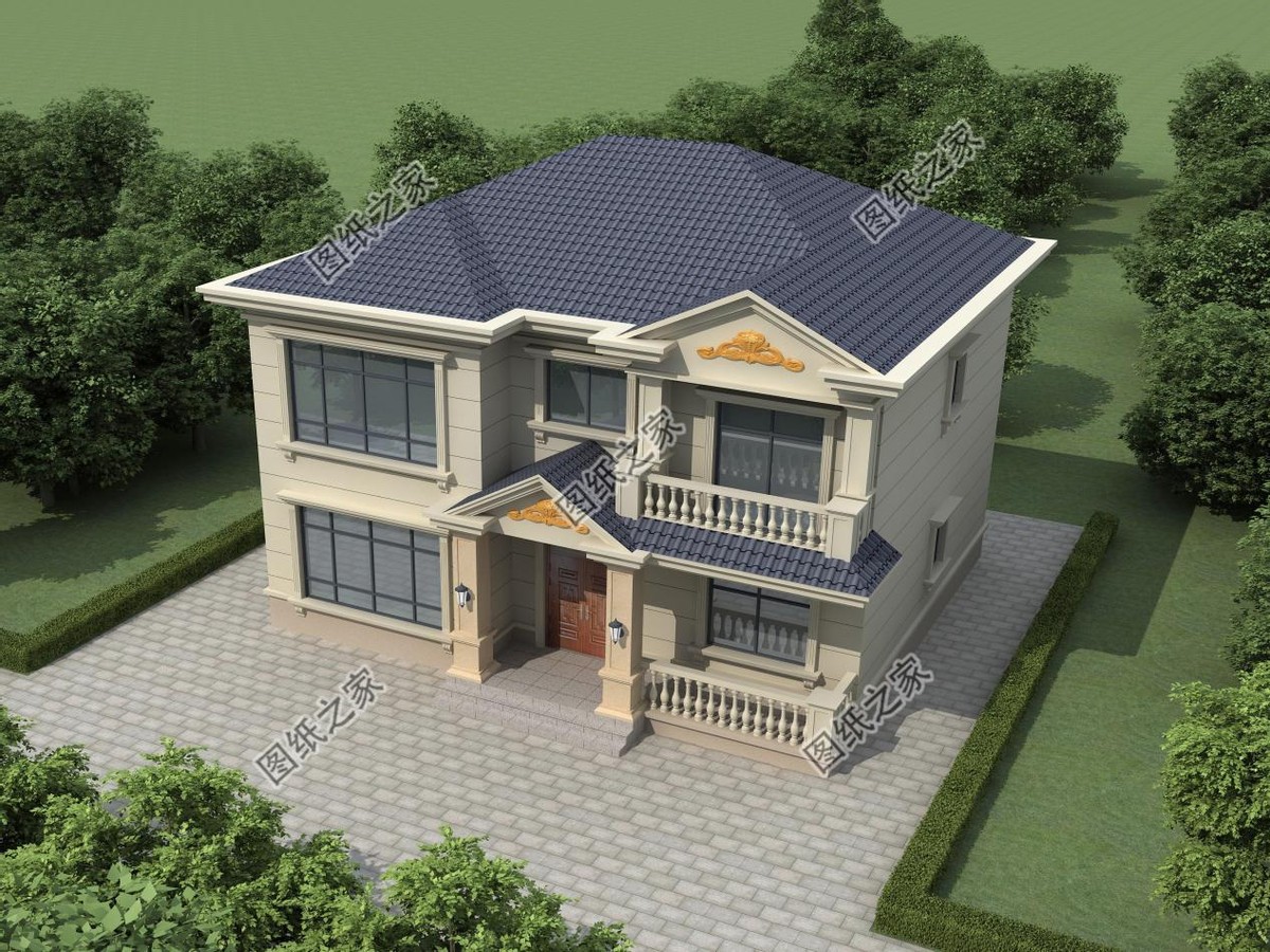 Two-storey European-style villa design, enough for a family, compact ...