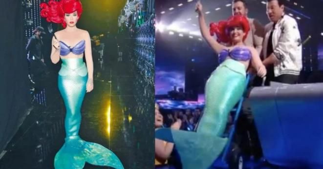 Katy Perry pretends to be a mermaid and frightens the audience - iNEWS