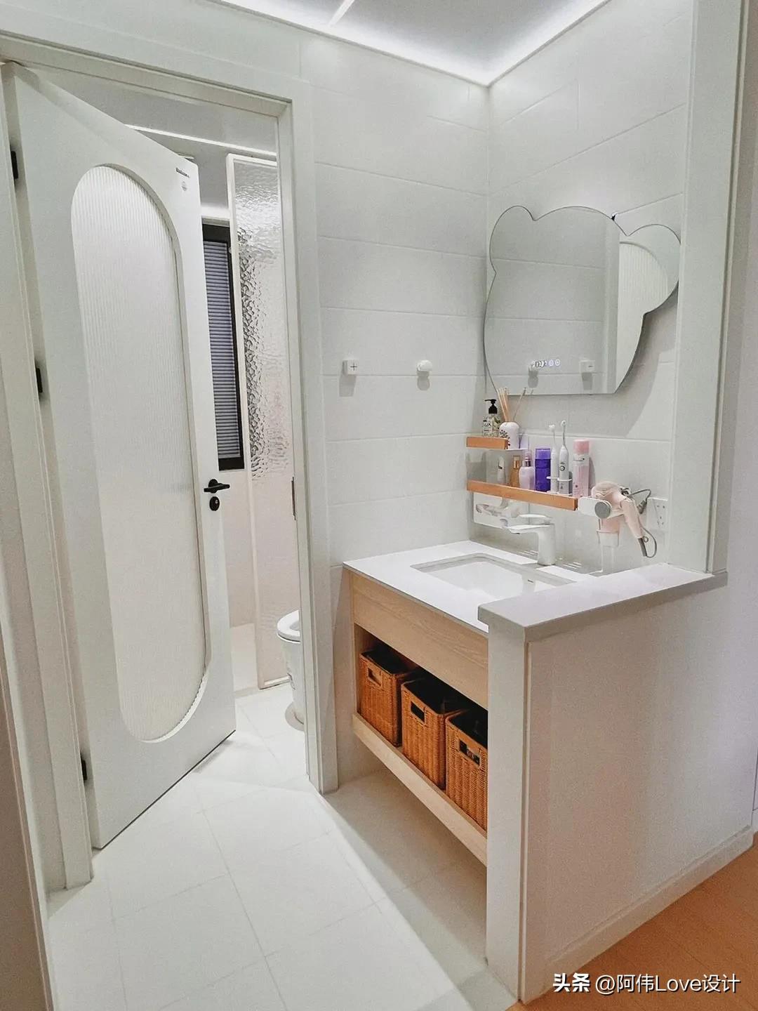 Half-wall partition method of dry and wet separation dry area in ...