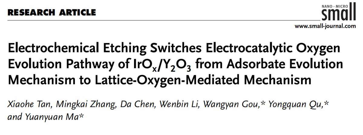 Small: Switching the IrOx/Y2O3 Electrocatalytic Oxygen Evolution ...