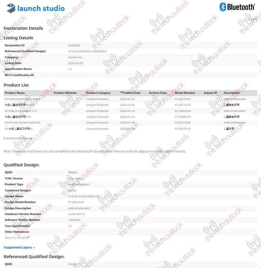 Xiaomi Children's Smart Watch U1 Pro Passes Bluetooth SIG Certification ...