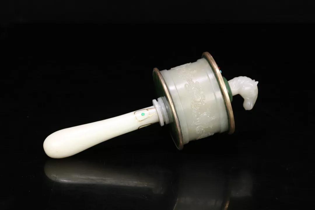 Old Tibetan Hetian Jade Jasper Horse Head Eight Treasures Pattern ...