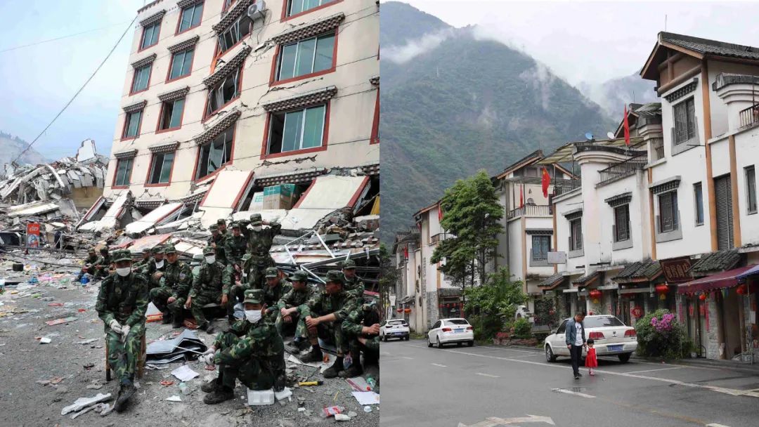 Comparing the former site of the Wenchuan Earthquake before and after ...