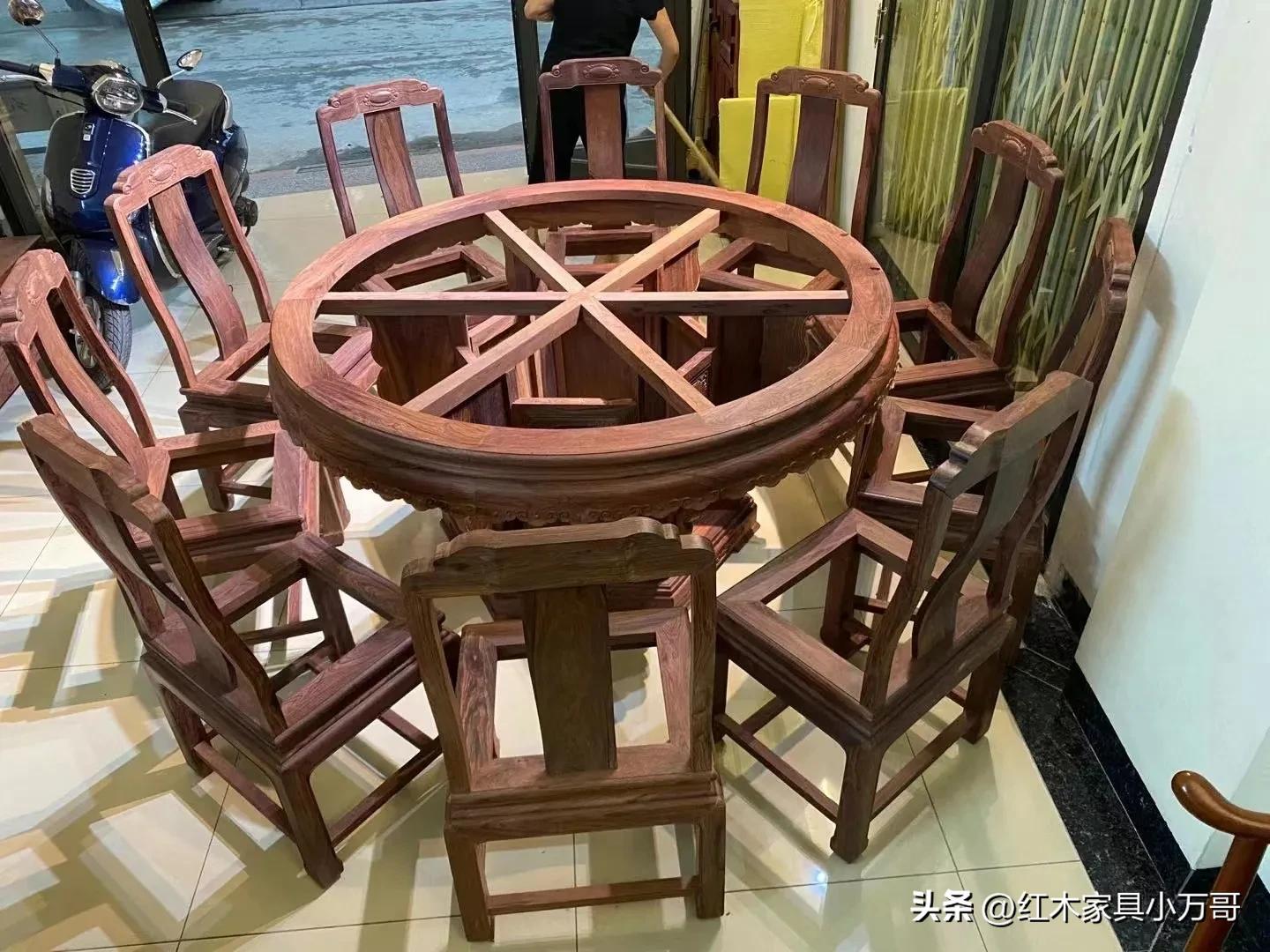 Laos flower branch Bali rosewood red acid branch 160 round table ...