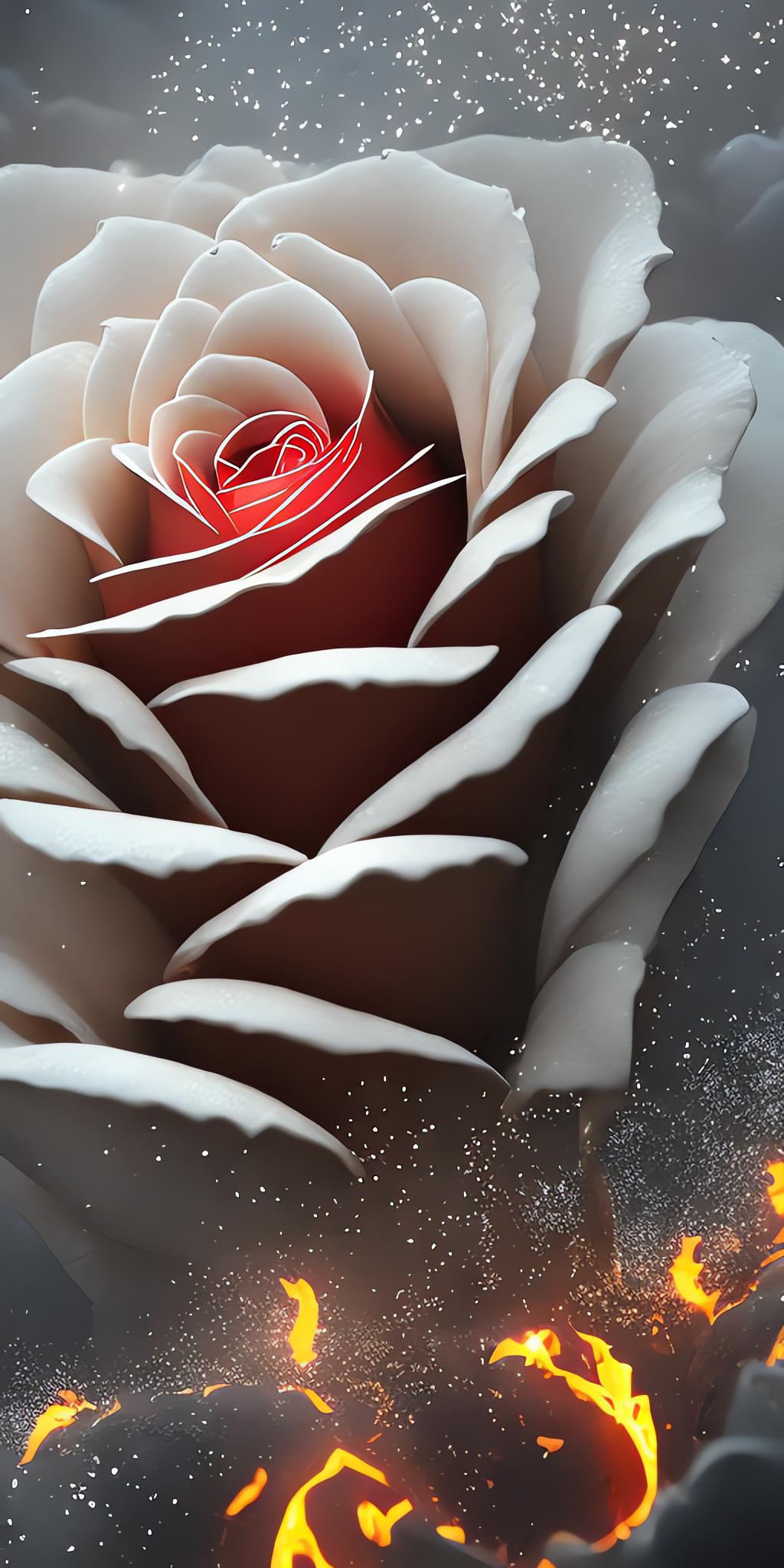 Mobile wallpaper, on the water, red roses in flames - iNEWS