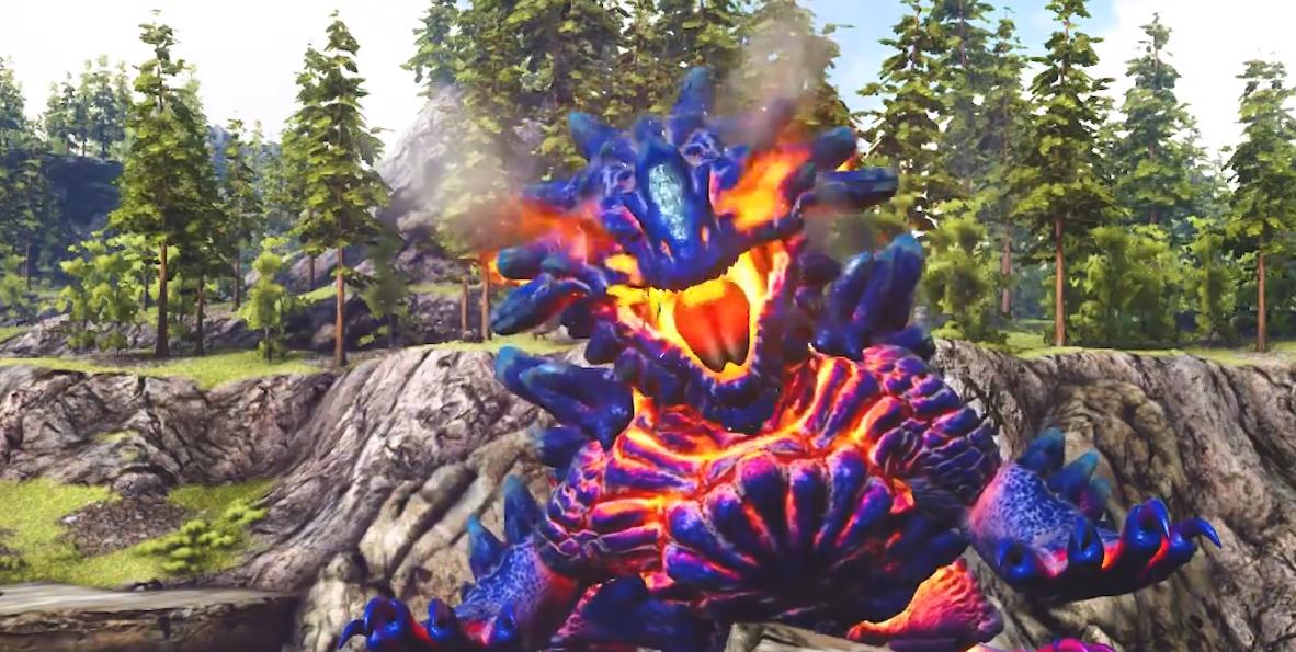 "Ark Survival Evolved" Molten Throat Dragon jumps into Wandu magma to ...