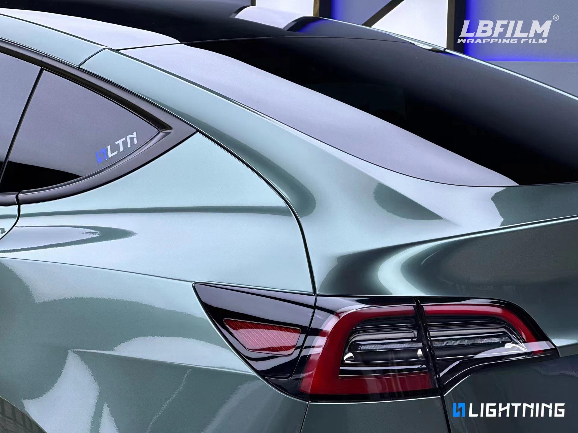 Tesla LBFILM color change film liquid metal cangling green, the flowing ...