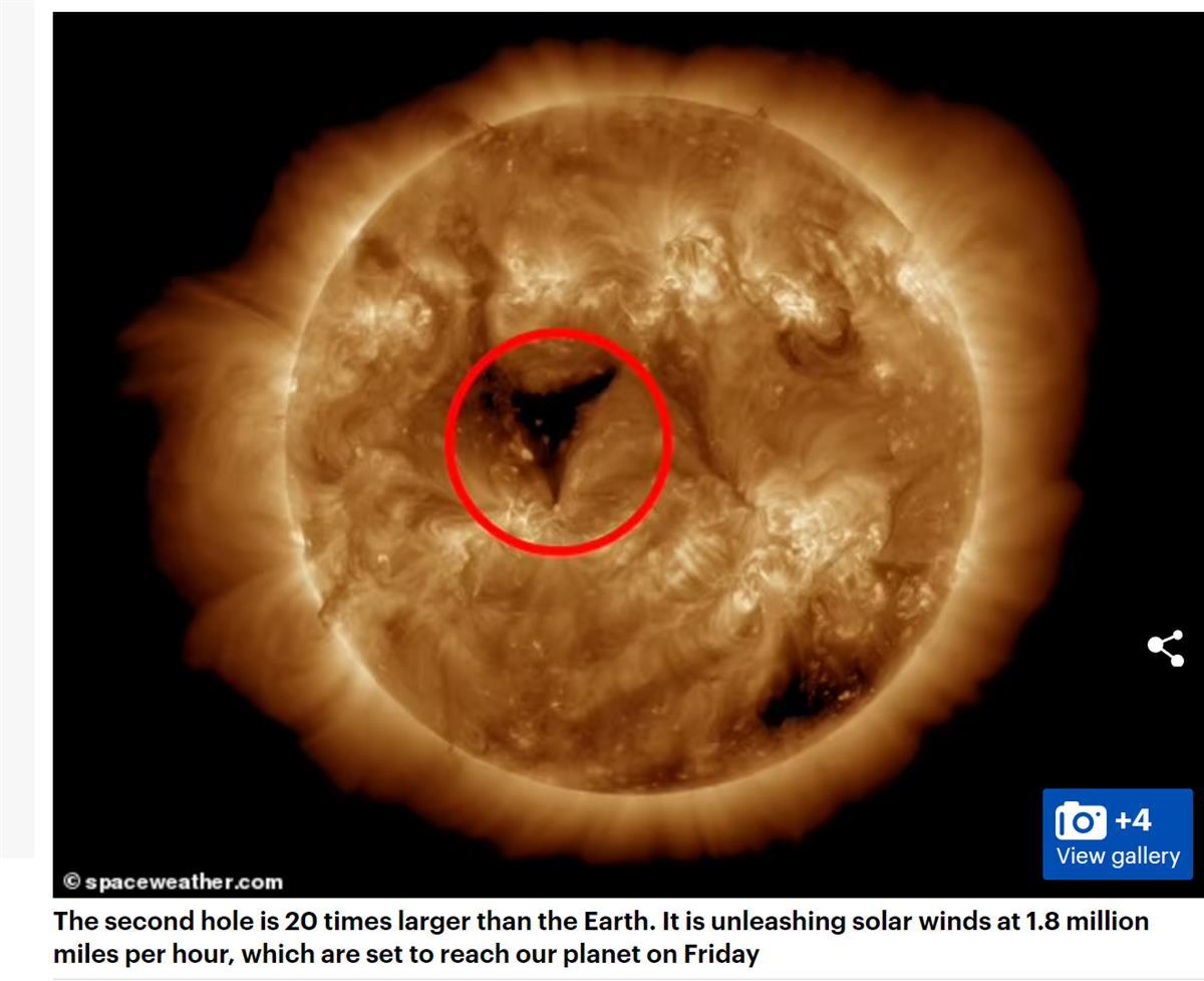 Two "giant holes" appear one after another on the surface of the sun ...