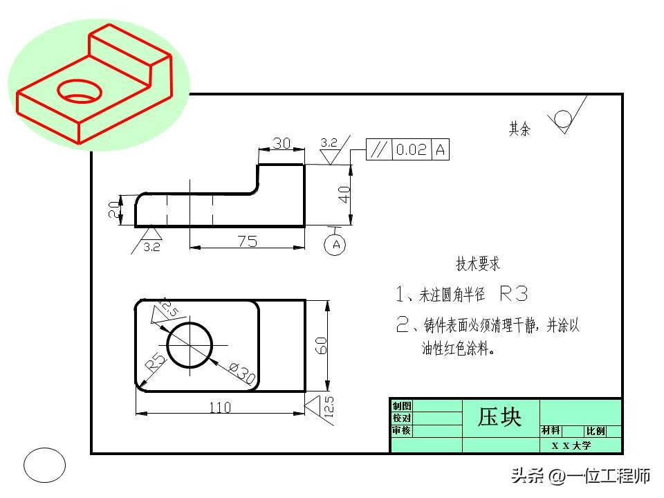 Marking of 5 types of structures in drawing, angle, arc, chamfer and ...