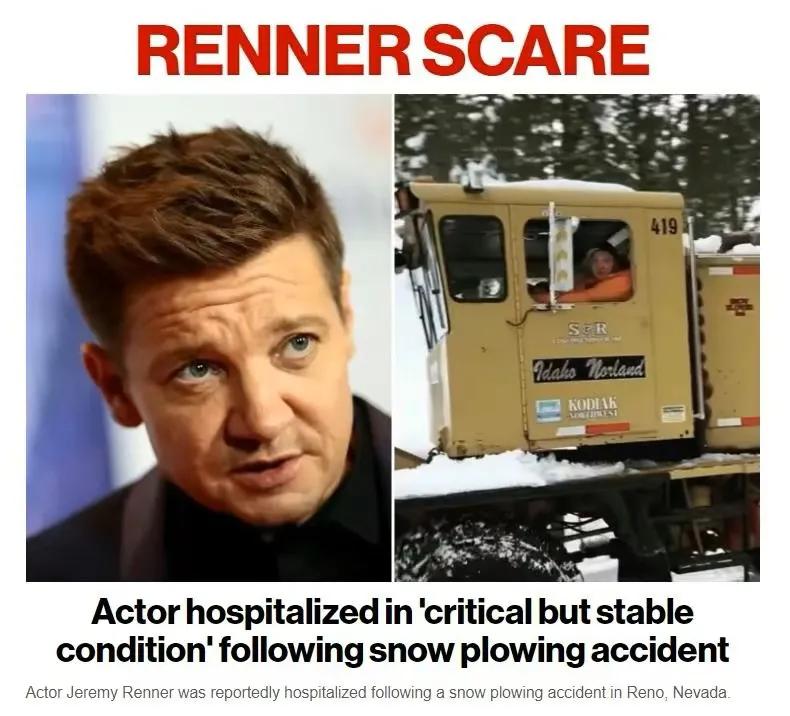 'Hawkeye' Jeremy Renner seriously injured while clearing snow ...