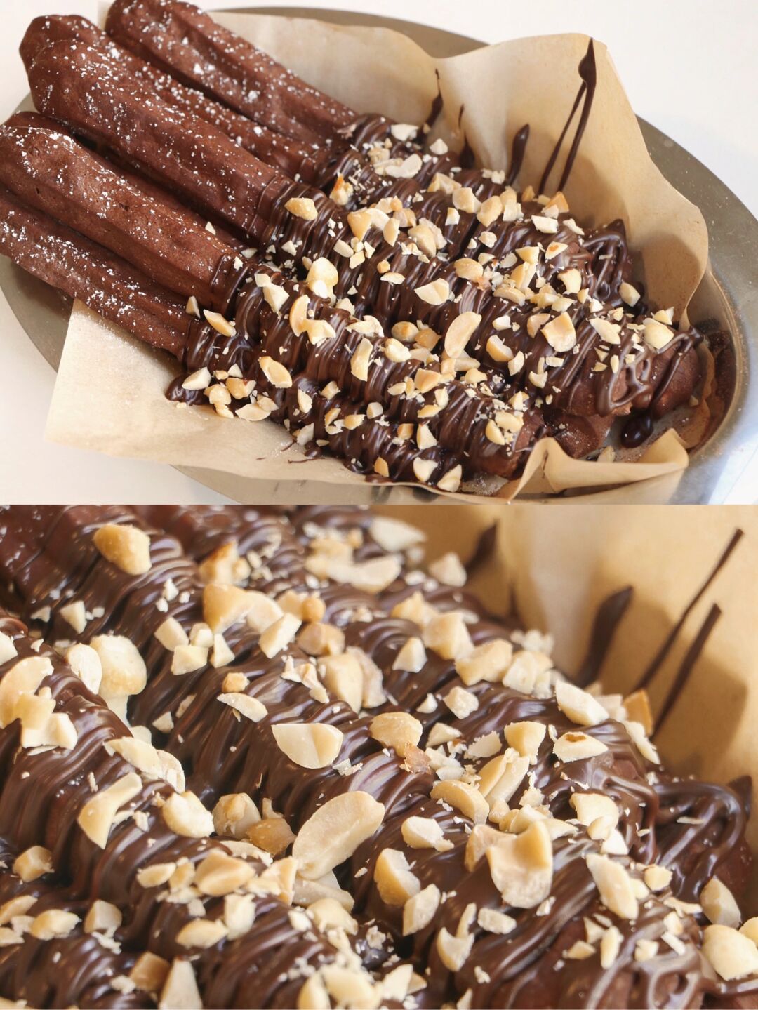 Chocolate churros, crispy on the outside and soft on the inside, can't ...