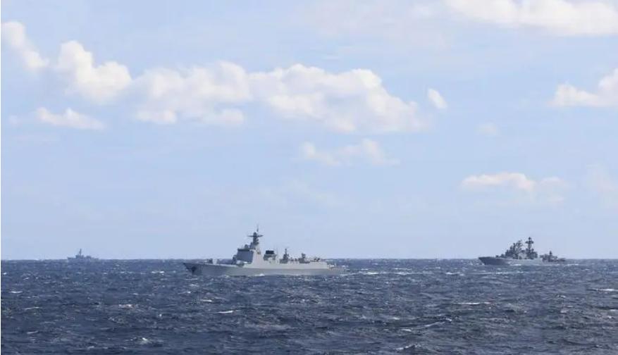The Chinese and Russian formations crossed the Soya Strait, Japan ...