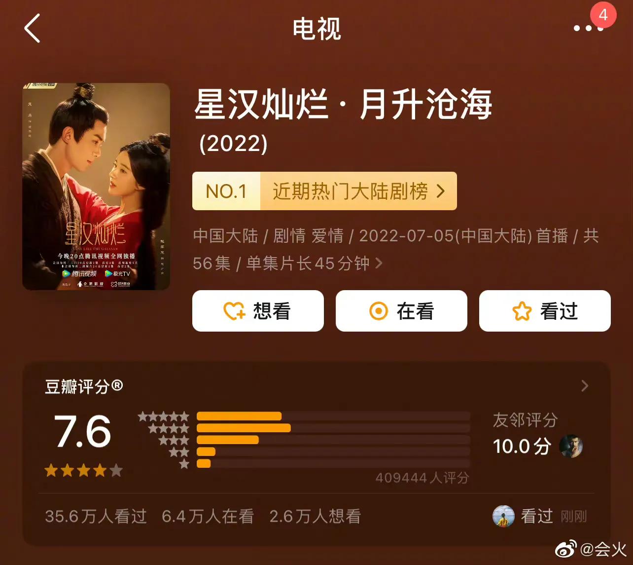 This year, more than 400,000 people rated the film and television drama ...