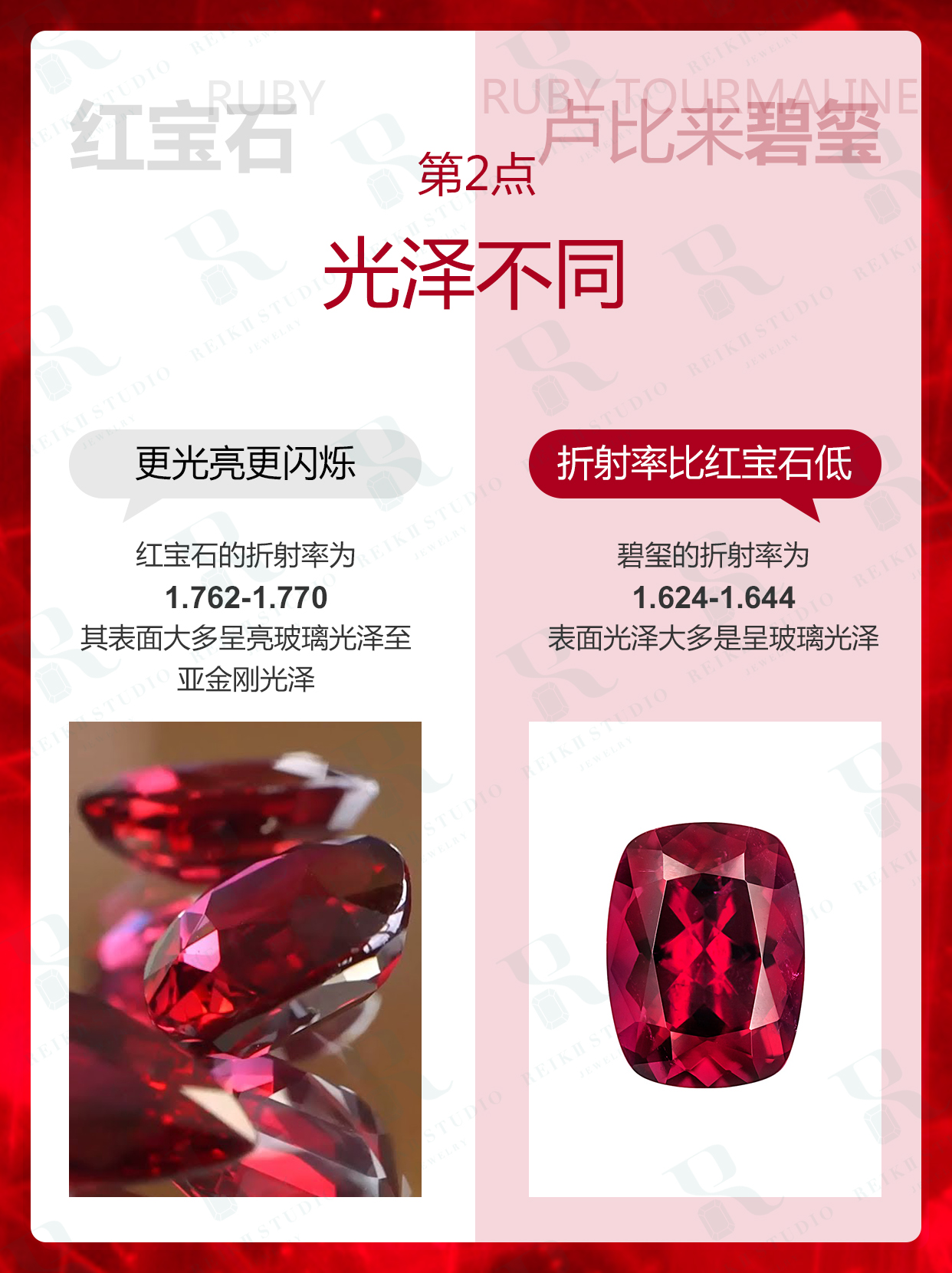 Ruby and rupee tourmaline identification and difference value selection ...