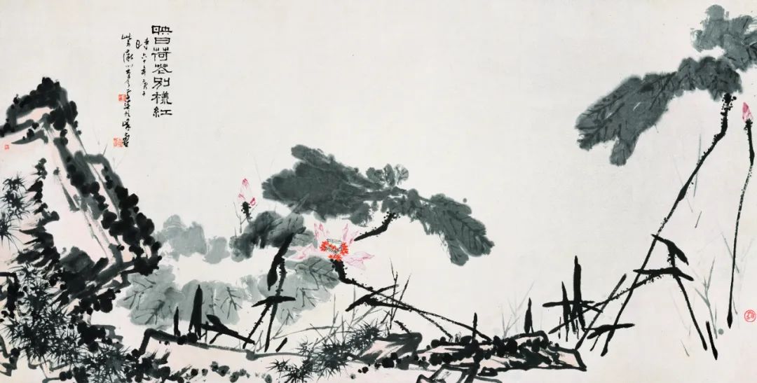 Pan Tianshou's painting of lotus: using a pen like an axe, seeking ...