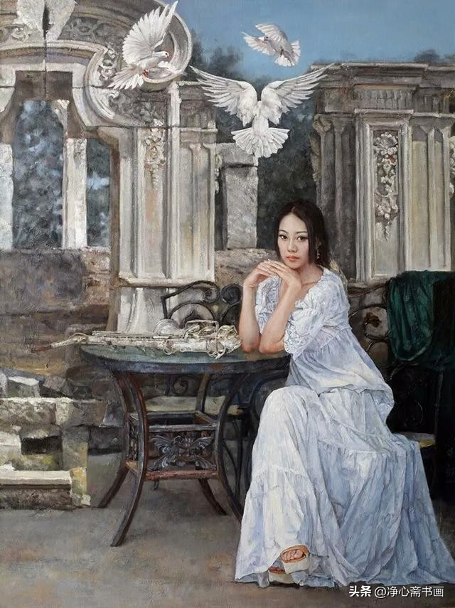 She is the most beautiful bride in Zhang Jinlong's oil paintings, a ...