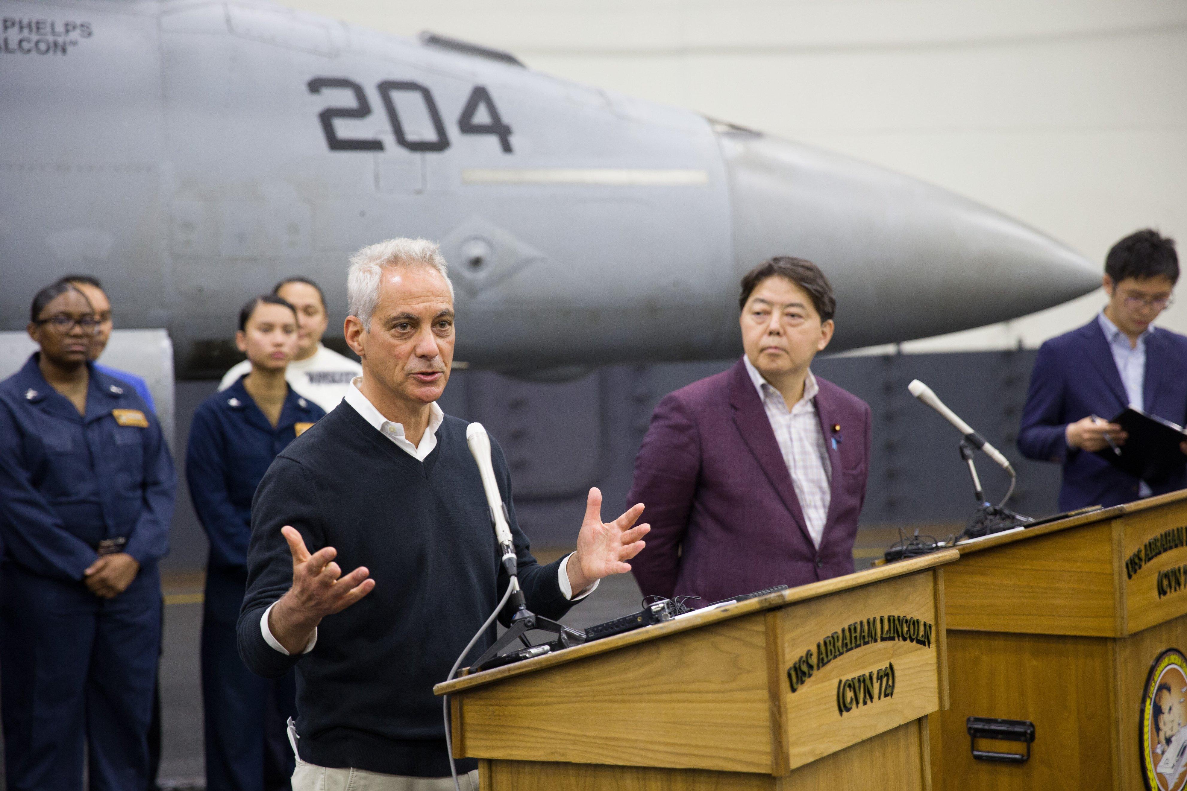 The U.S.-Japan joint military exercise, the Japanese foreign minister ...