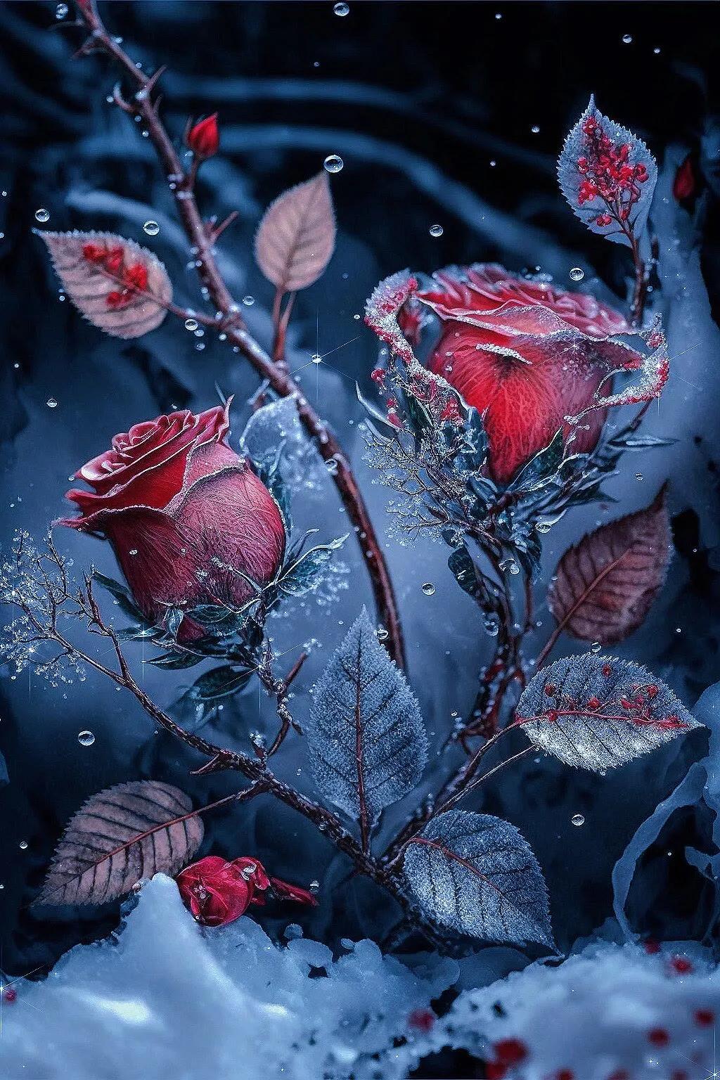 Beautiful pictures of frozen roses by the sea, this is too beautiful ...
