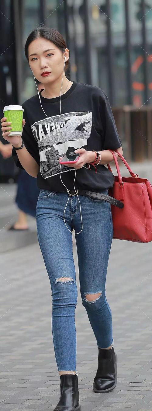 Show off the waistline! How to match jeans with street photos - iMedia