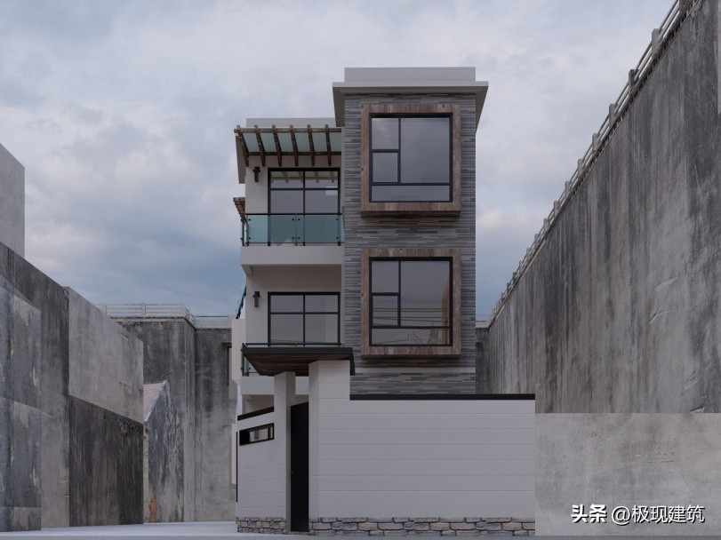 6-meter-wide, three-story, small-sided, modern-style self-built villa ...