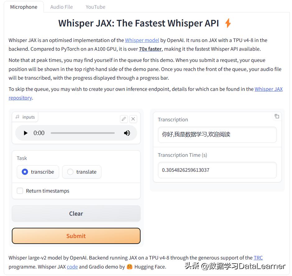 Whisper JAX, an open source speech recognition model 70 times faster ...