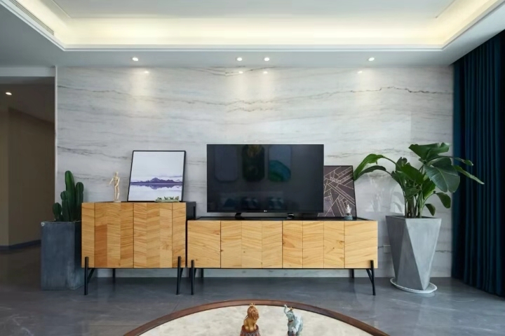 The 112-square-meter simple-style three-bedroom is simplified, calm and ...