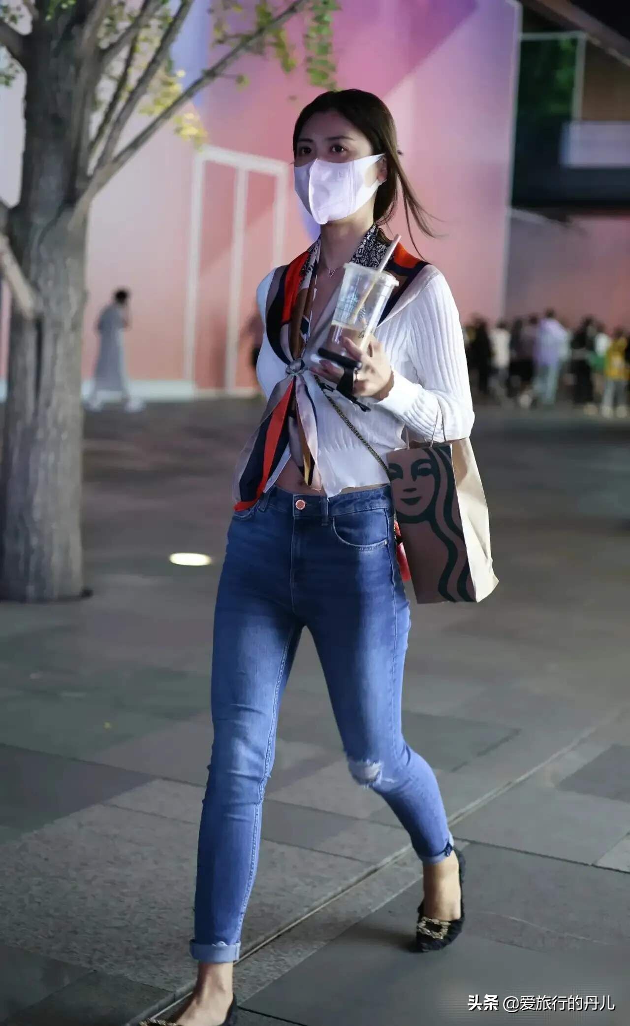 The lady really knows how to wear it!White knitted sweater with ...